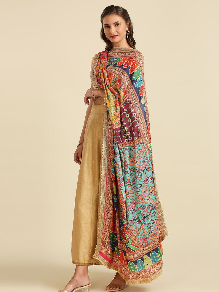 Multicolour Digitally Printed Pakistani Mirror Work Dupatta – Dupatta ...