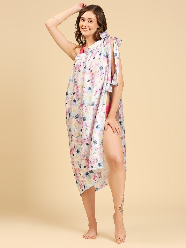 Blue & Pink Japan Satin Wrap Around Skirt Sarong – Dupatta Bazaar