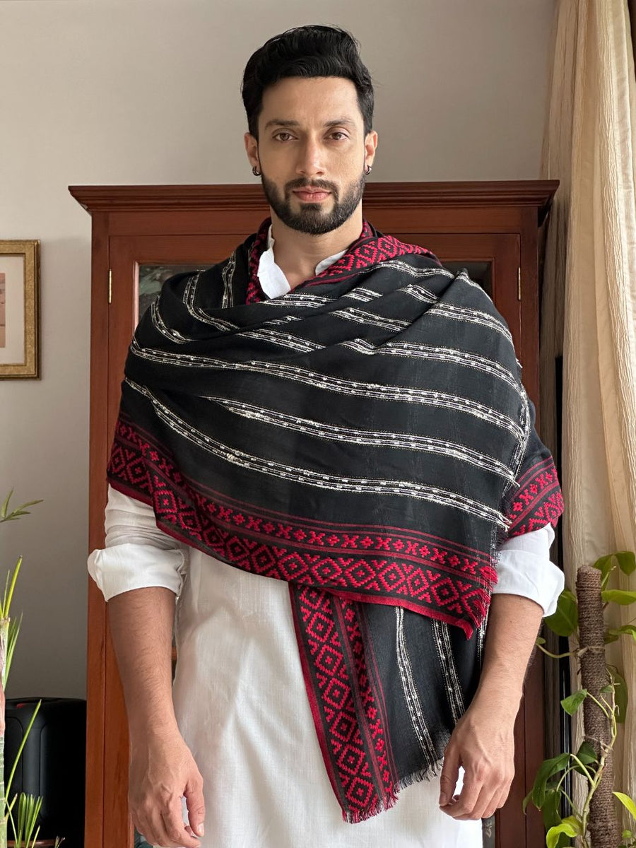 Woven Contrast Border Stole – Dupatta Bazaar