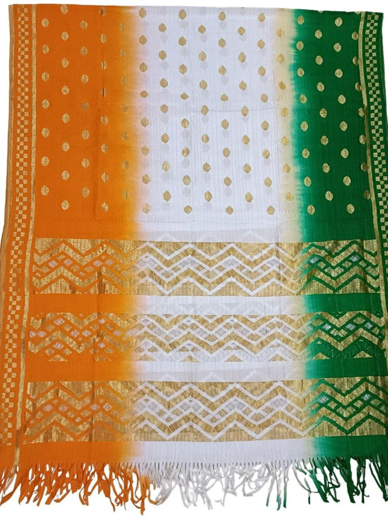 Tri Colour/Tiranga Chiffon Dupatta with Embroidery Dupatta Bazaar
