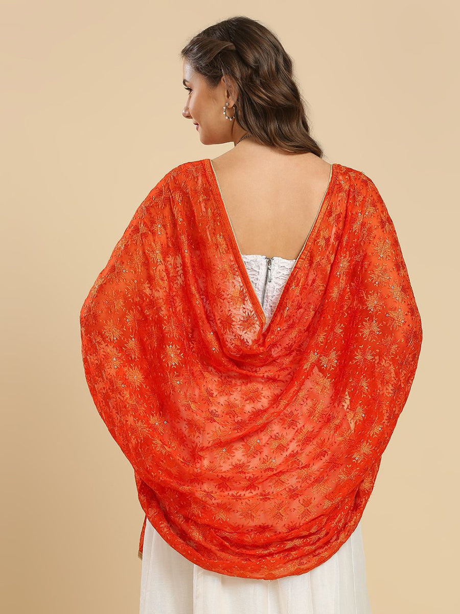 Red & Multicoloured Heavy Phulkari Dupatta Dupatta Bazaar
