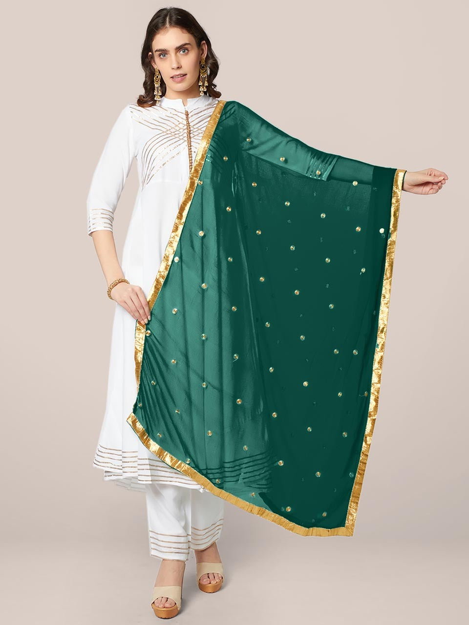 Gold Butti Embroidered Chiffon Dupatta Dupatta Bazaar