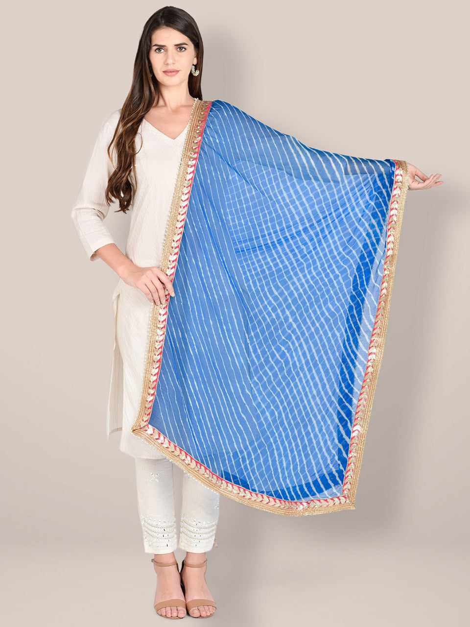 Leharia Chiffon Dupatta with Gotta Patti Border Dupatta Bazaar