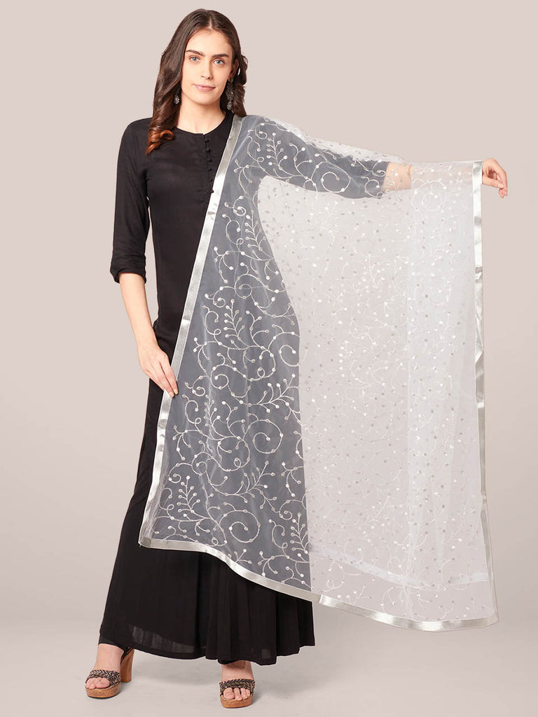 Embroidered dupatta, Silver dupatta, Net Dupatta, dupatta for women ...