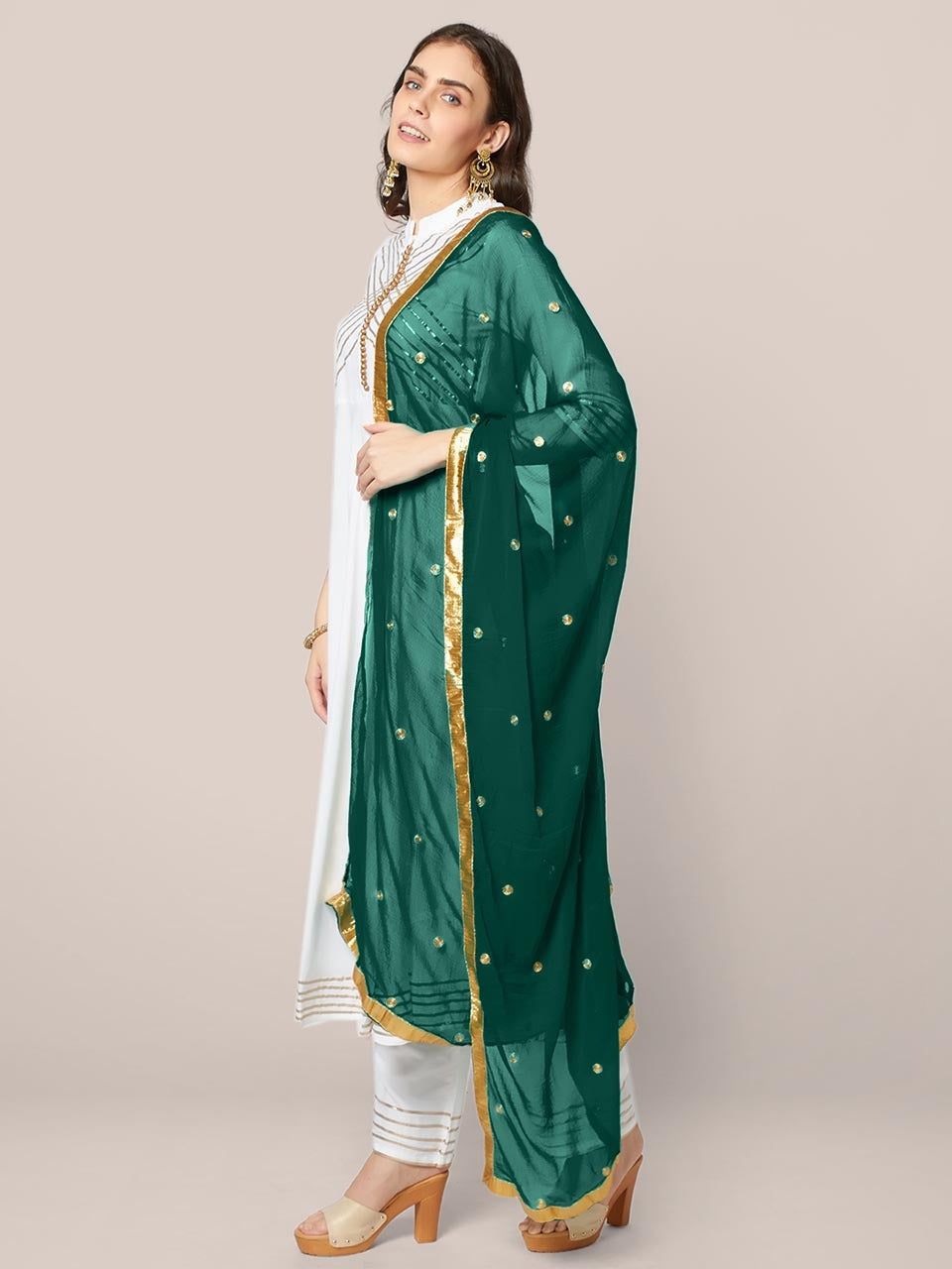 Gold Butti Embroidered Chiffon Dupatta Dupatta Bazaar