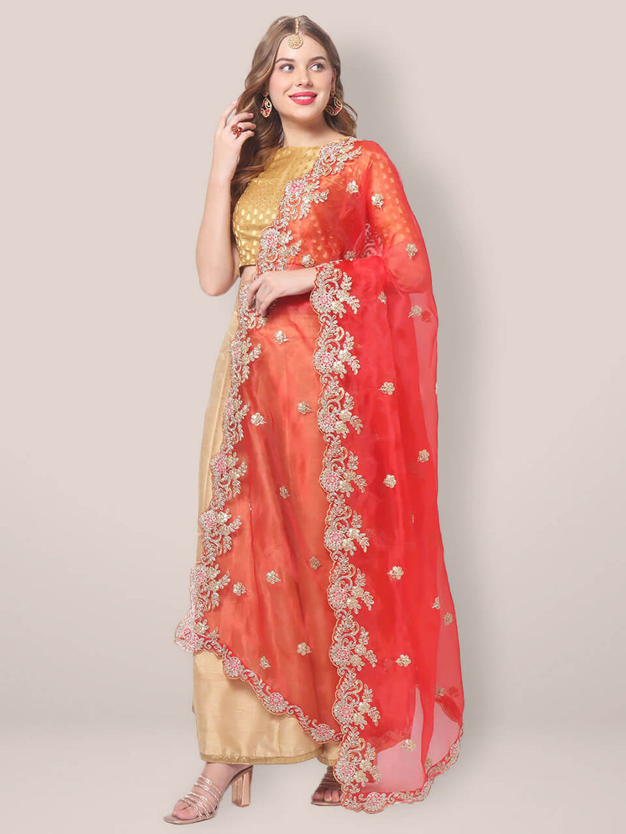 red bridal wear dupattas cutwork dupatta tissue dupatta – Dupatta Bazaar