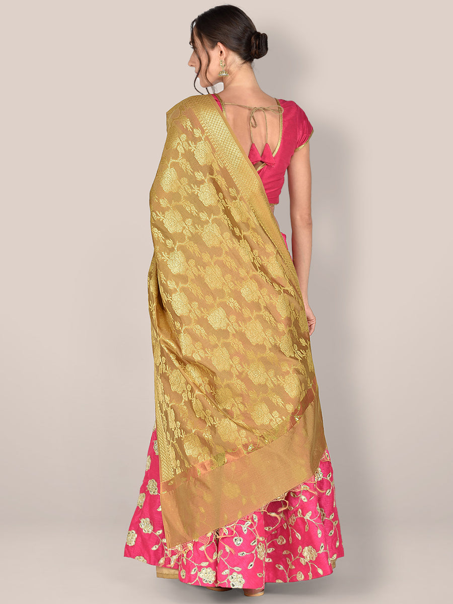 golden dupatta, gold silk dupatta, Banarasi gold Silk Dupatta, banarasi ...