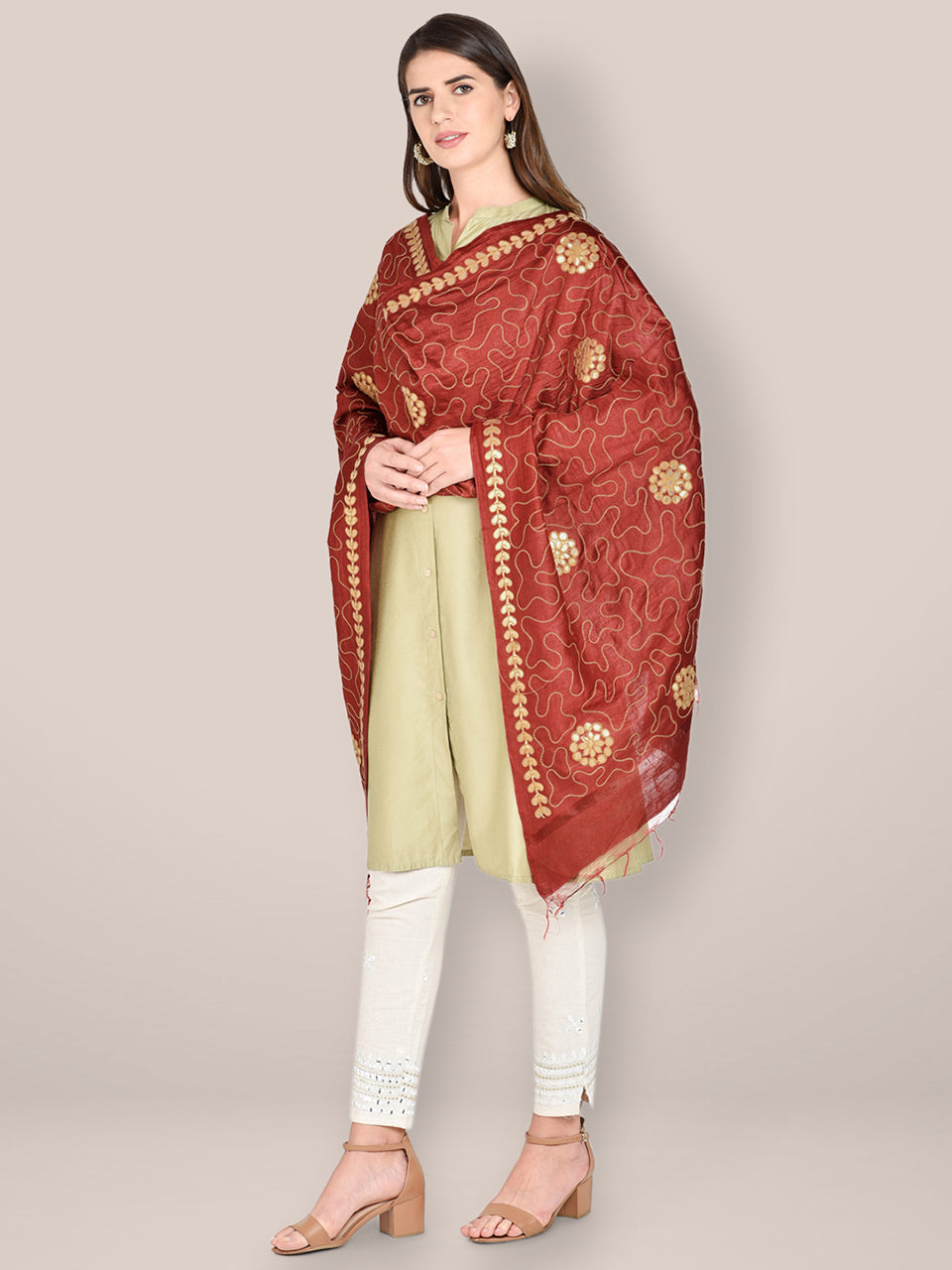 Embroidered maroon dupatta, Blended Silk Dupatta , maroon dupatta, silk ...