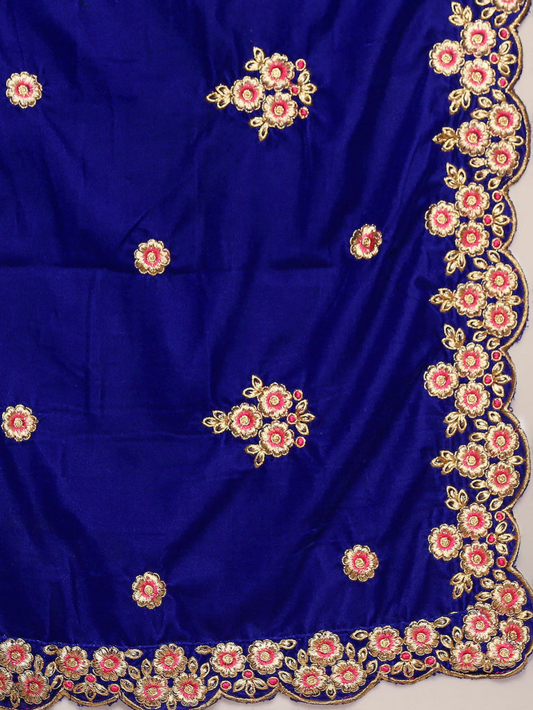 Velvet Dupatta with Gold Embroidery & Cutwork Border Dupatta Bazaar