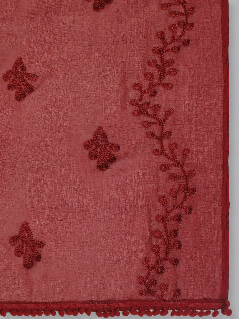 Black chiffon dupatta white embroidery Dupatta Bazaar