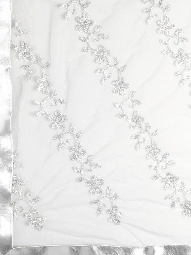 Embroidered dupatta, Silver Net Dupatta, silver chunni, dupatta for ...