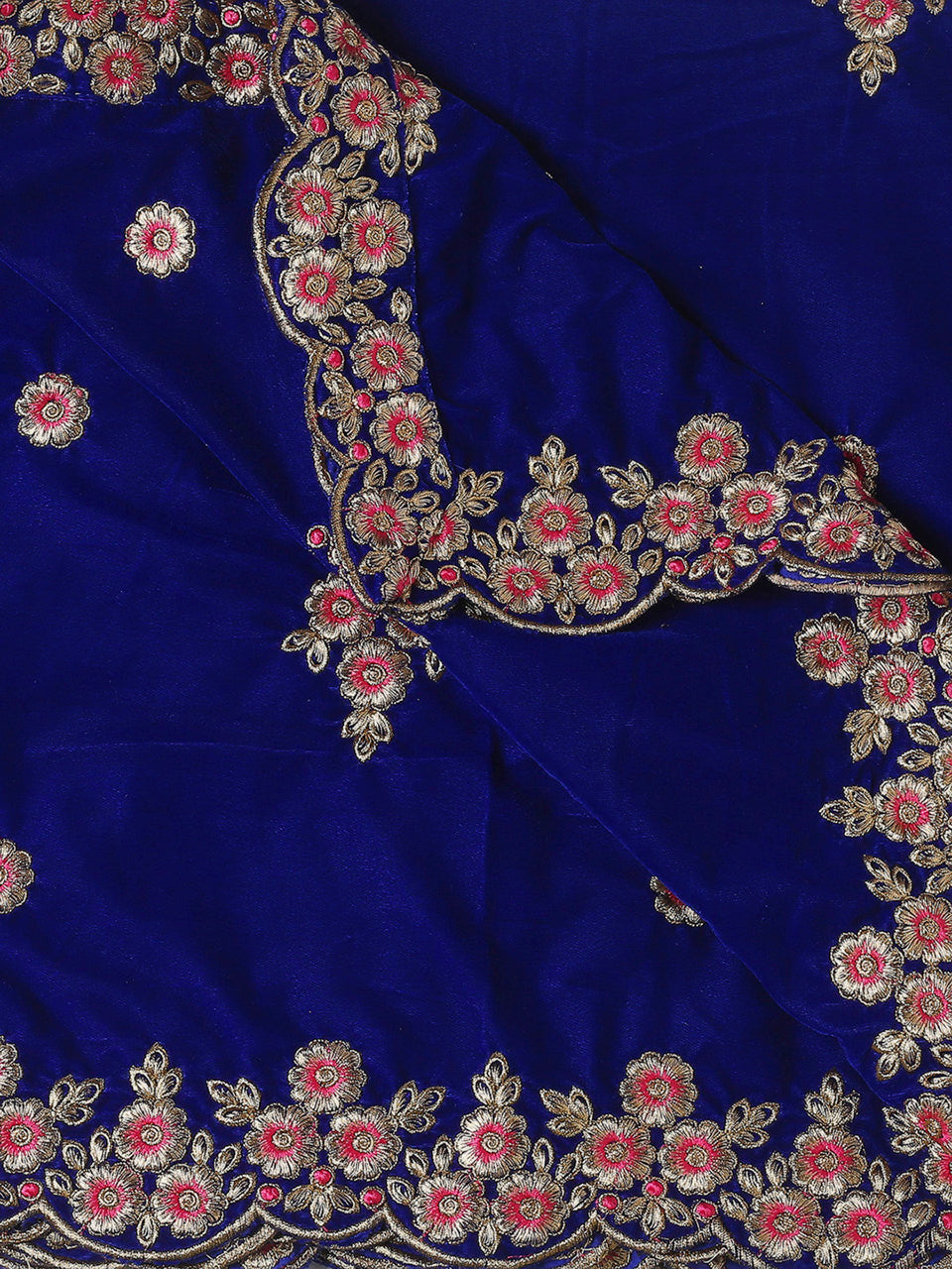 Velvet Dupatta with Gold Embroidery & Cutwork Border Dupatta Bazaar