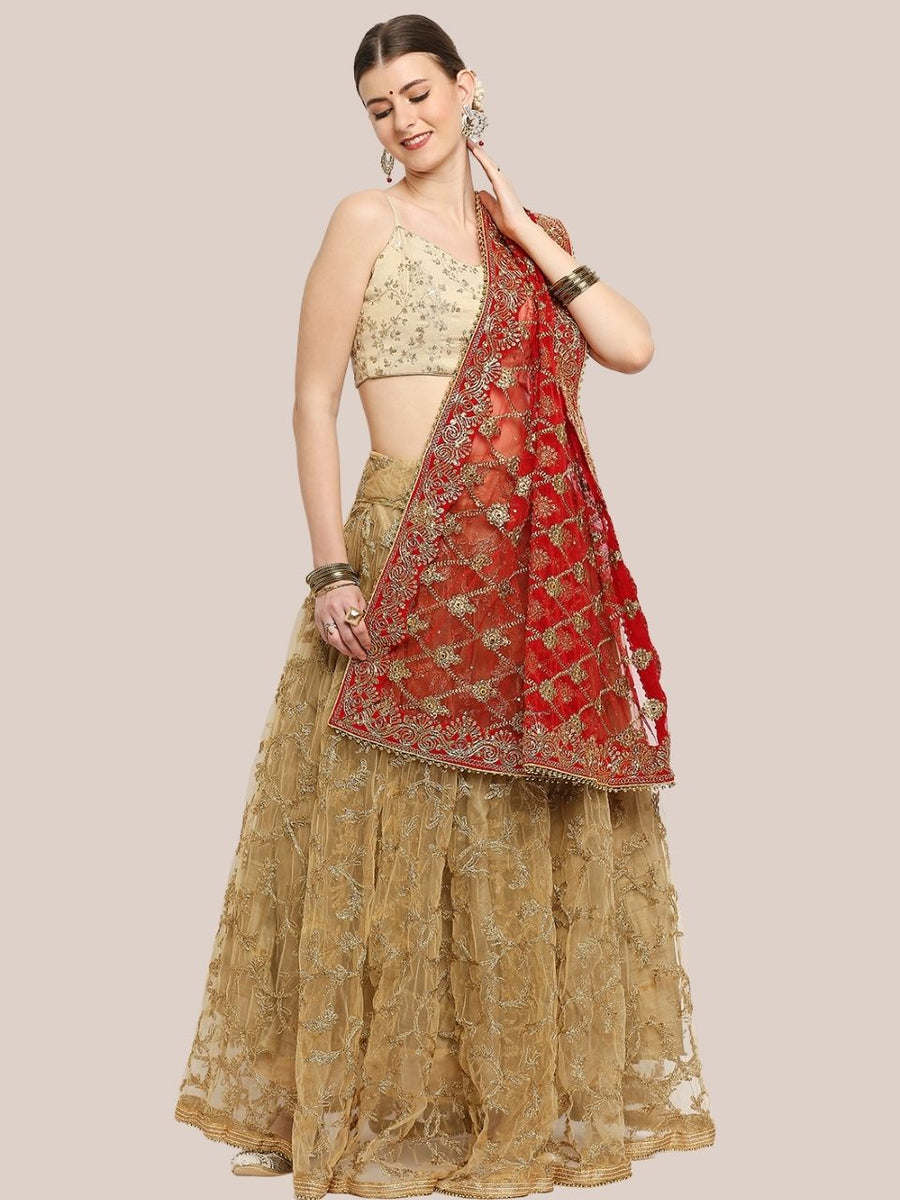 Embroidered Bridal & Wedding Wear Net Red Dupatta – Dupatta Bazaar
