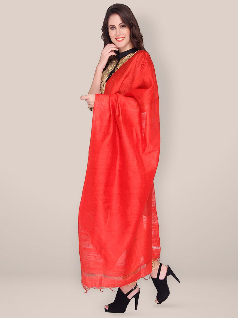 Red Silk Blended Dupatta Dupatta Bazaar