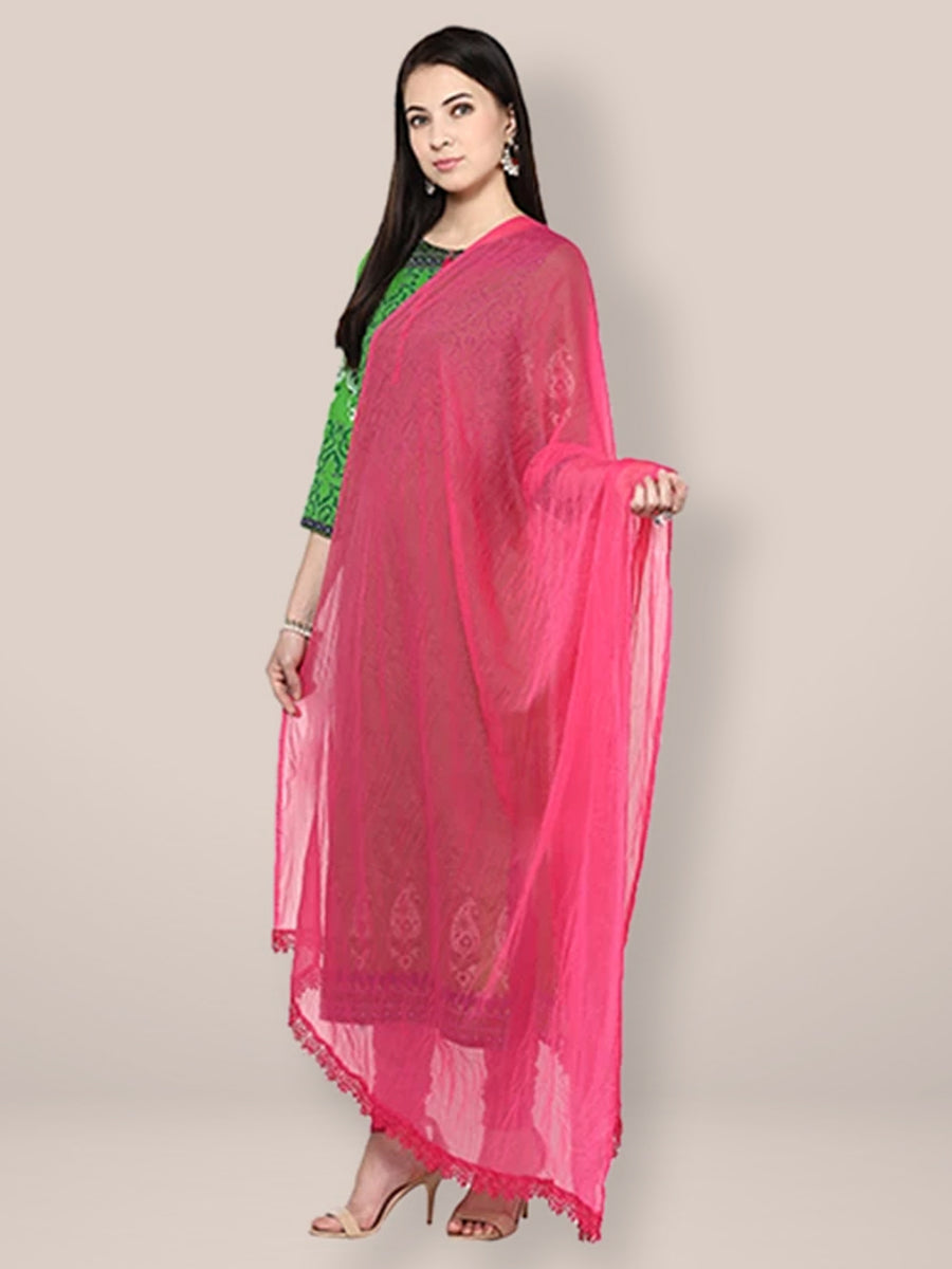 Plain Chiffon Dupatta with lace Dupatta Bazaar