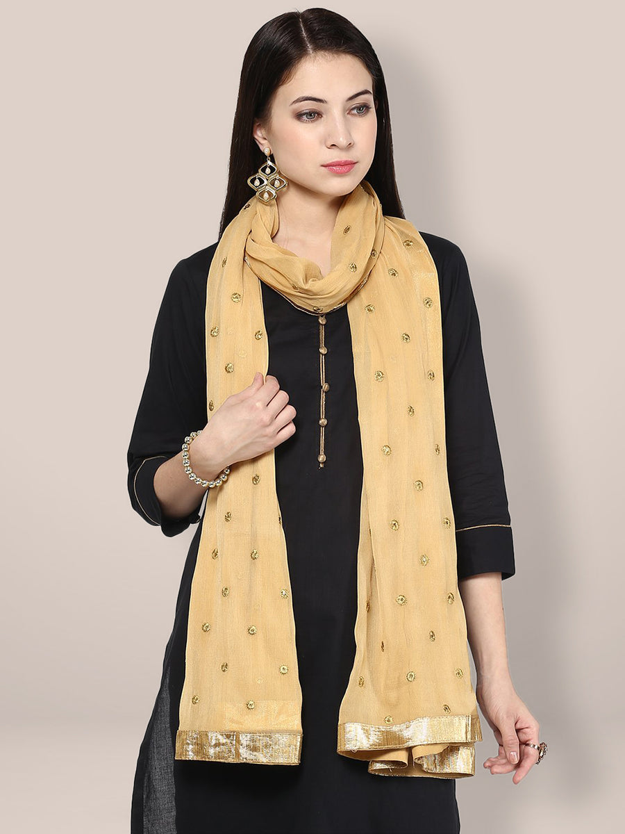 Gold Butti Embroidered Chiffon Dupatta Dupatta Bazaar