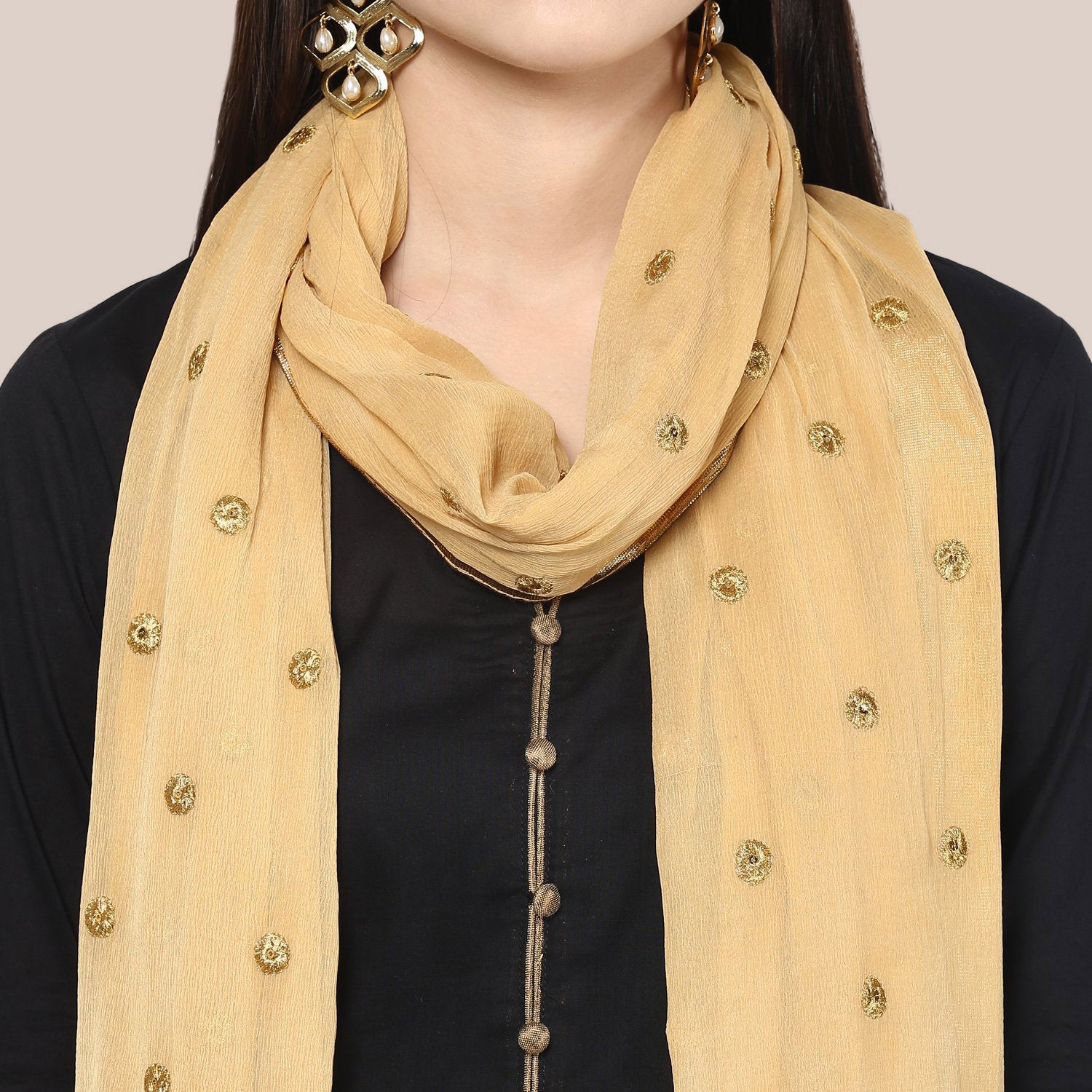 Gold Butti Embroidered Chiffon Dupatta Dupatta Bazaar