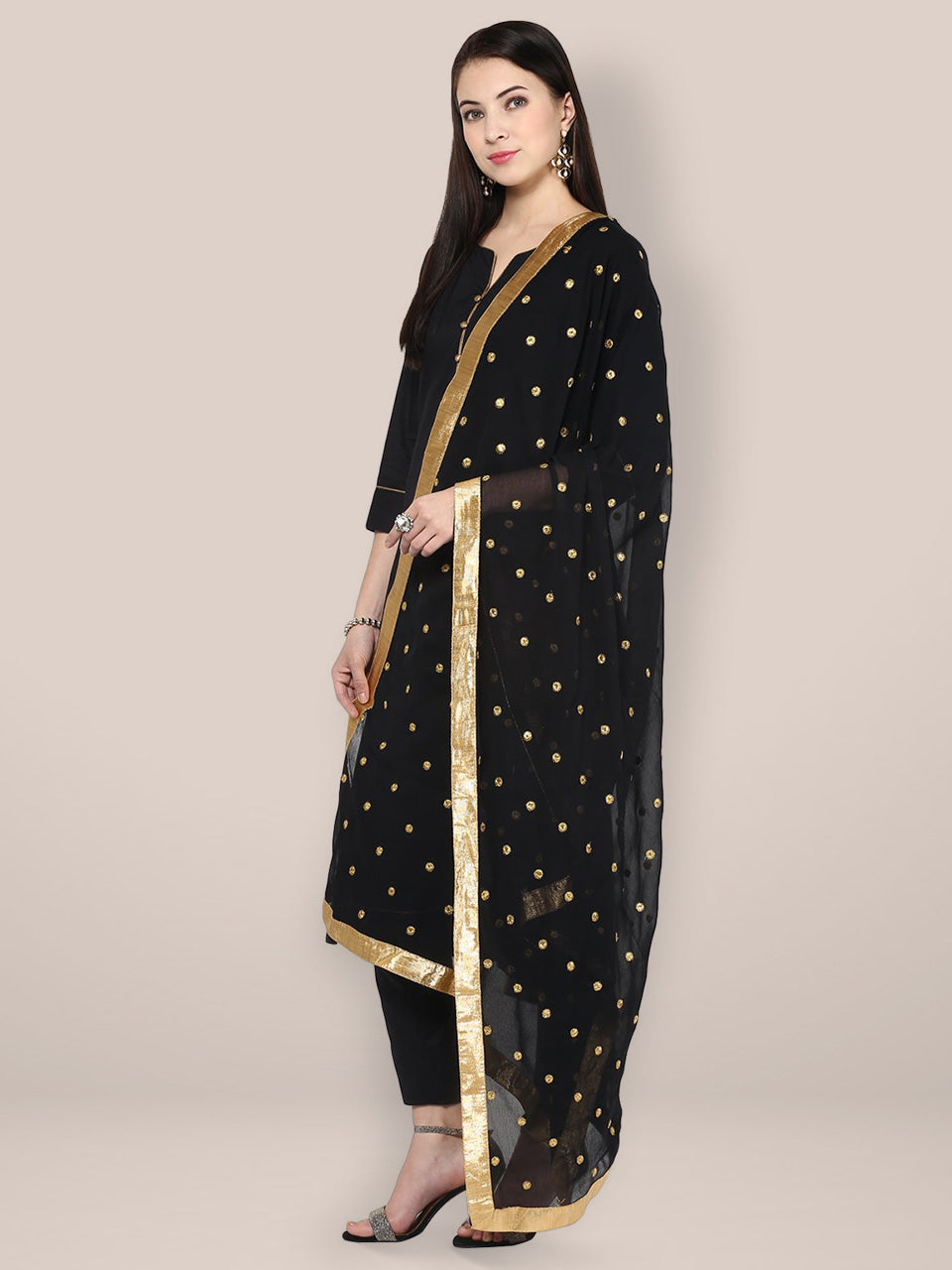 Gold Butti Embroidered Chiffon Dupatta Dupatta Bazaar