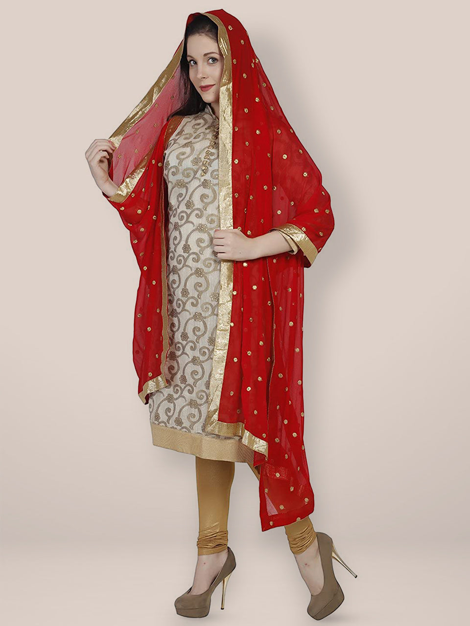 Gold Butti Embroidered Chiffon Dupatta Dupatta Bazaar