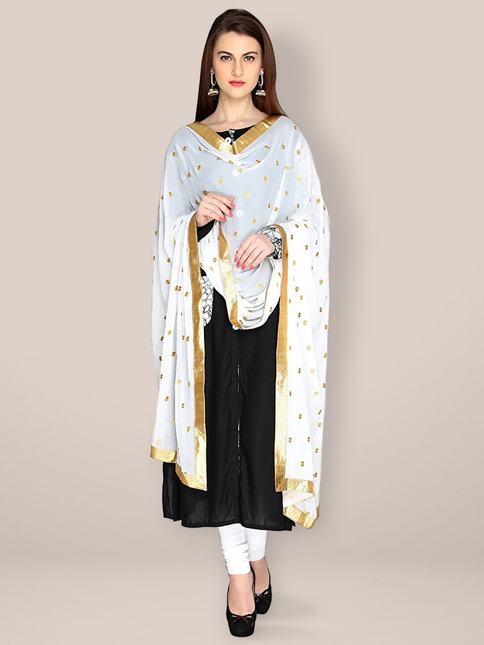 Gold Butti Embroidered Chiffon Dupatta Dupatta Bazaar