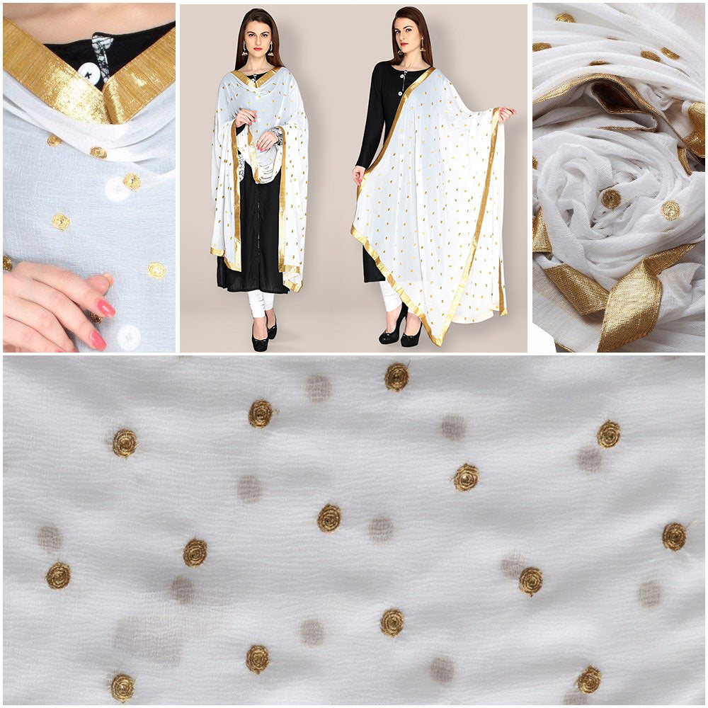 Gold Butti Embroidered Chiffon Dupatta Dupatta Bazaar