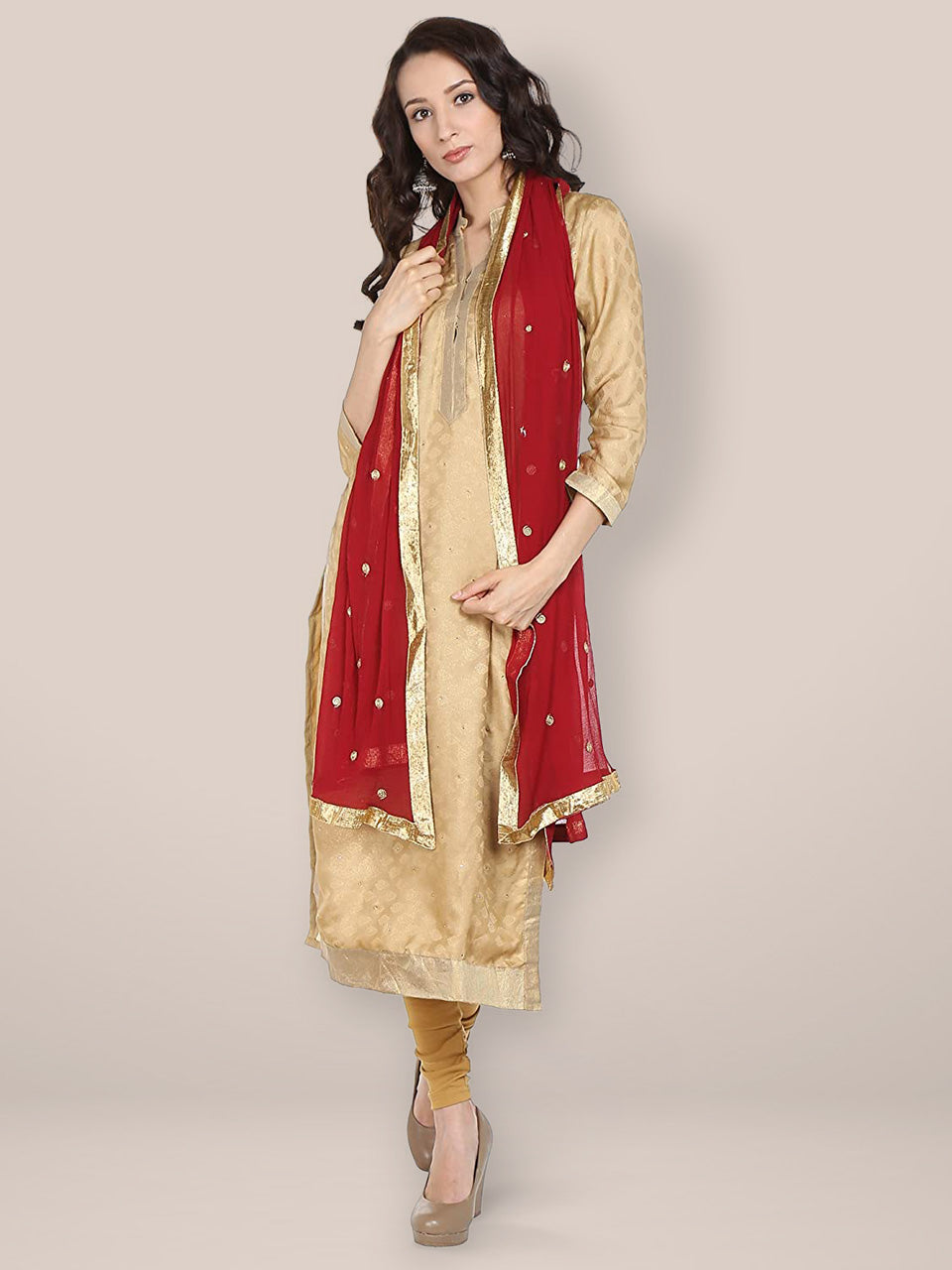 Gold Butti Embroidered Chiffon Dupatta Dupatta Bazaar