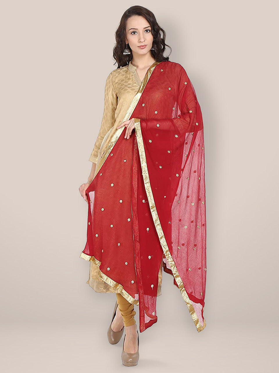 Gold Butti Embroidered Chiffon Dupatta Dupatta Bazaar