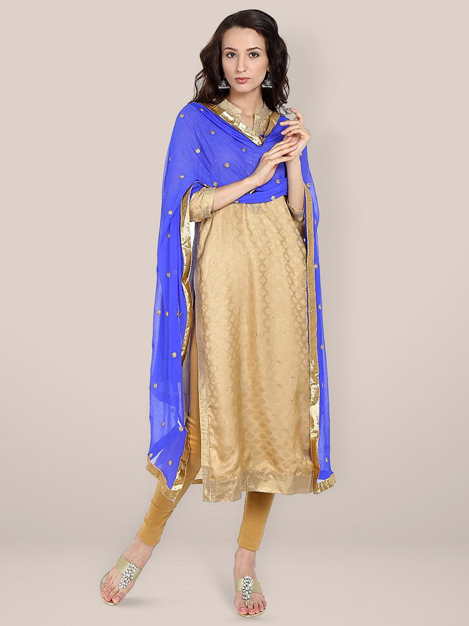 Gold Butti Embroidered Chiffon Dupatta Dupatta Bazaar