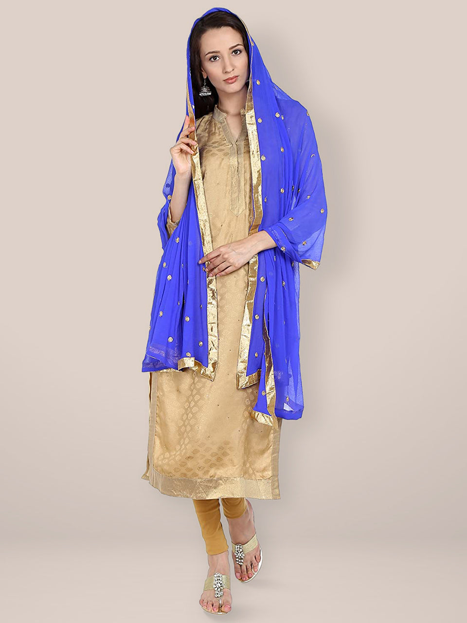 Gold Butti Embroidered Chiffon Dupatta Dupatta Bazaar