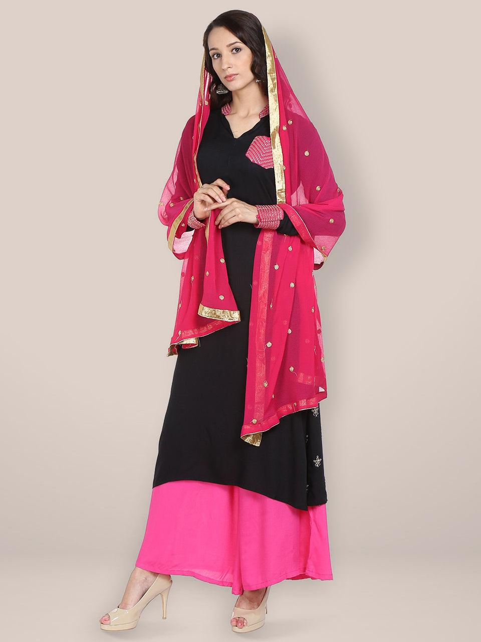 Gold Butti Embroidered Chiffon Dupatta Dupatta Bazaar