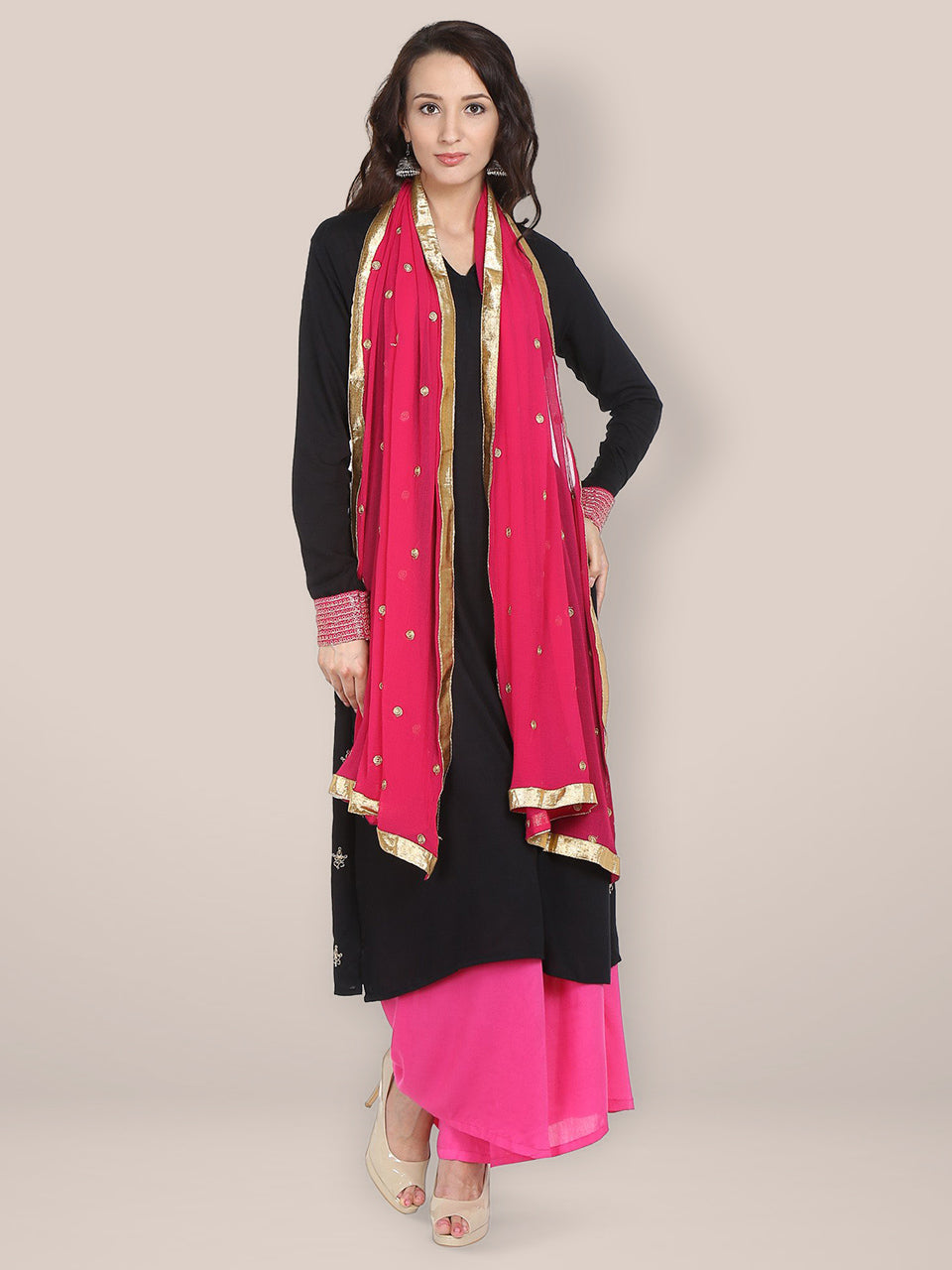 Gold Butti Embroidered Chiffon Dupatta Dupatta Bazaar