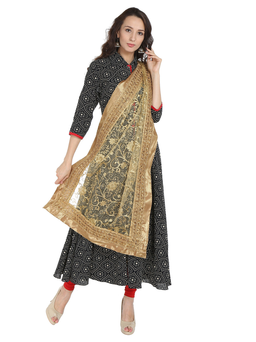 Dupatta Bazaar Women's Embroidered Gold Net Dupatta/Wedding Dupatta ...