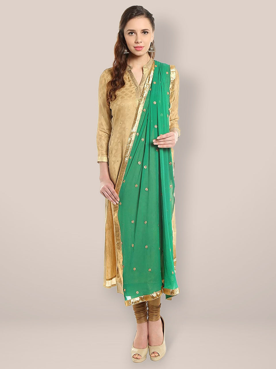 Gold Butti Embroidered Chiffon Dupatta Dupatta Bazaar
