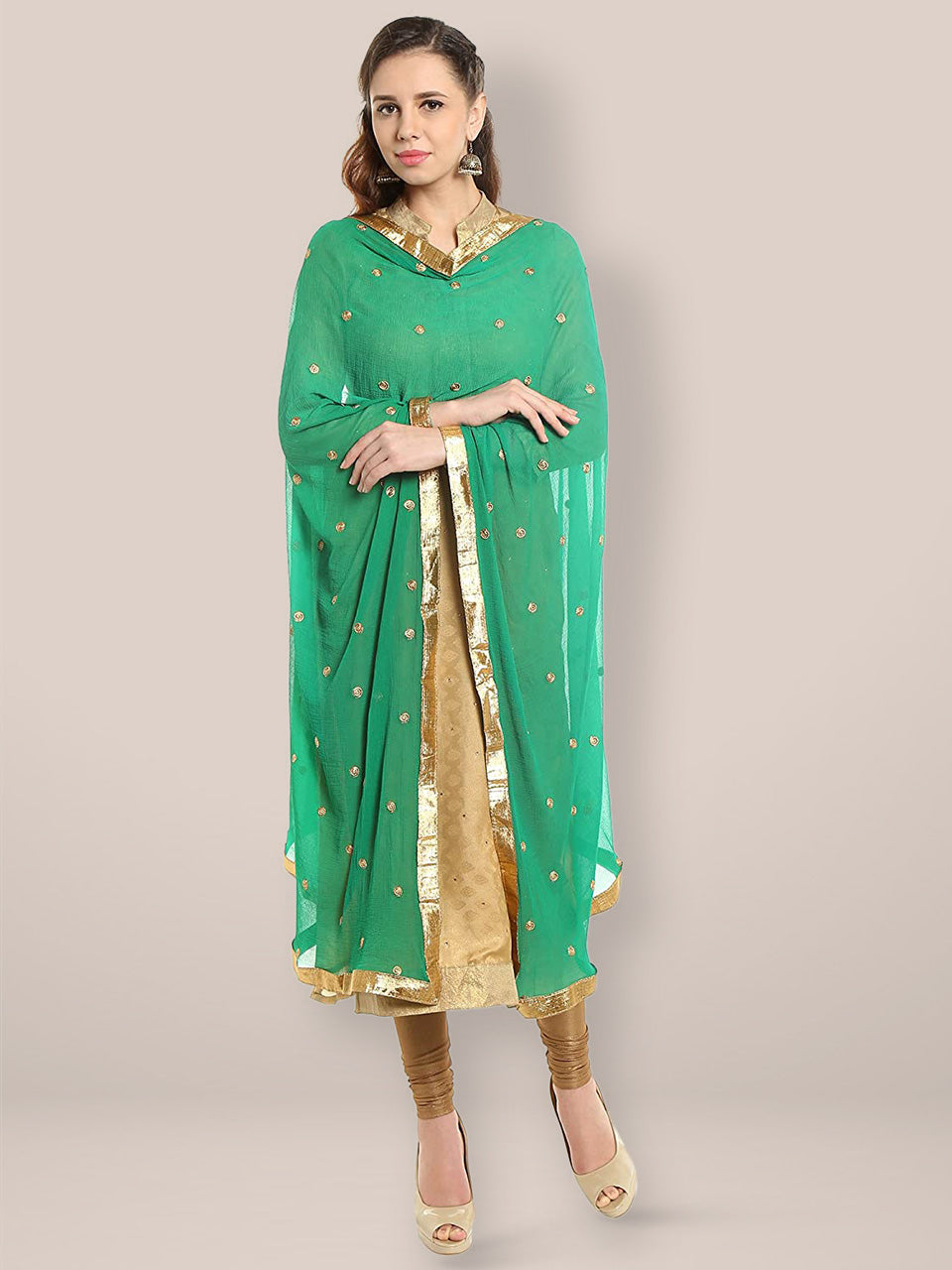 Gold Butti Embroidered Chiffon Dupatta Dupatta Bazaar