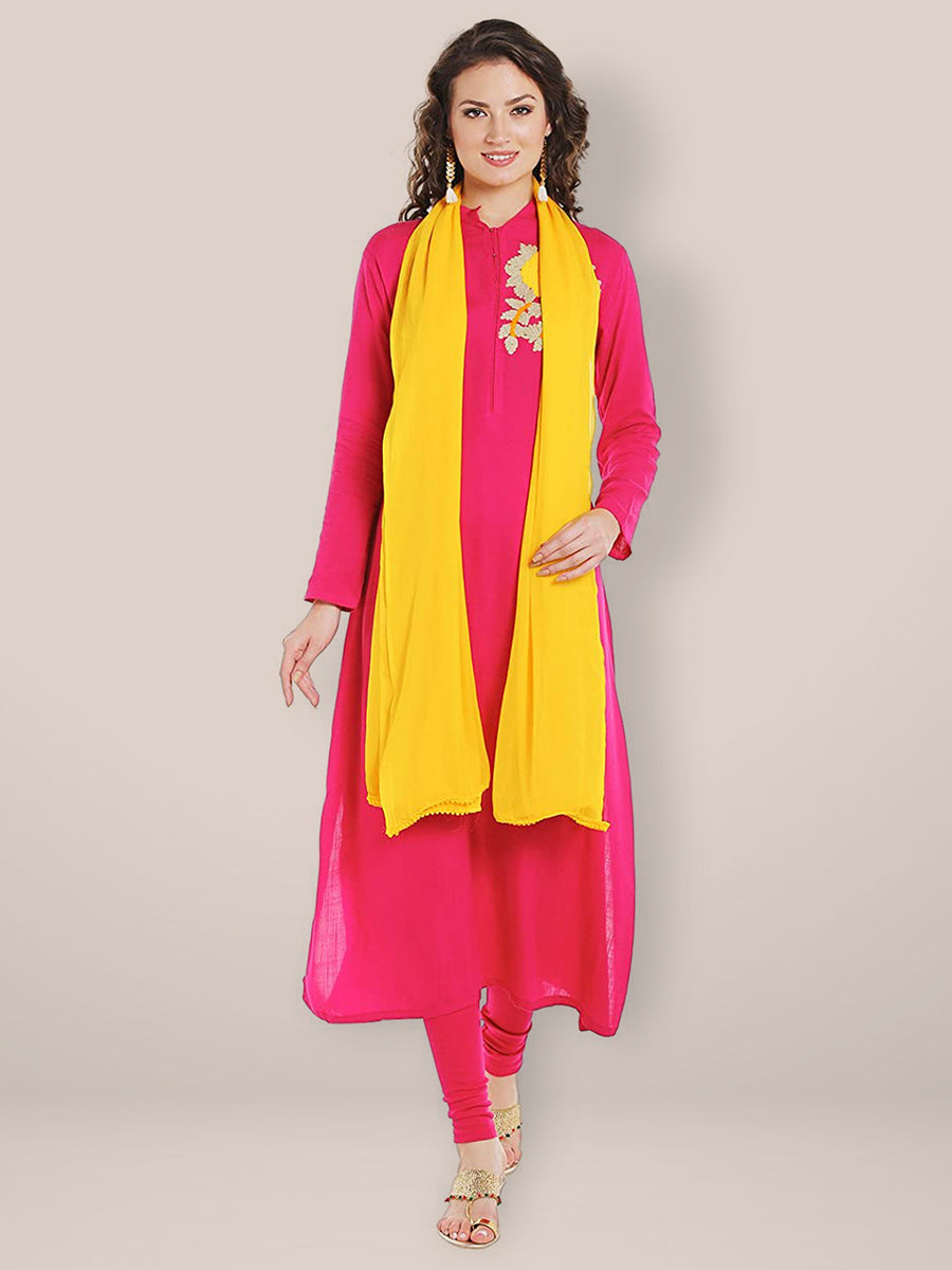 Yellow Chiffon Dupatta with lace Dupatta Bazaar