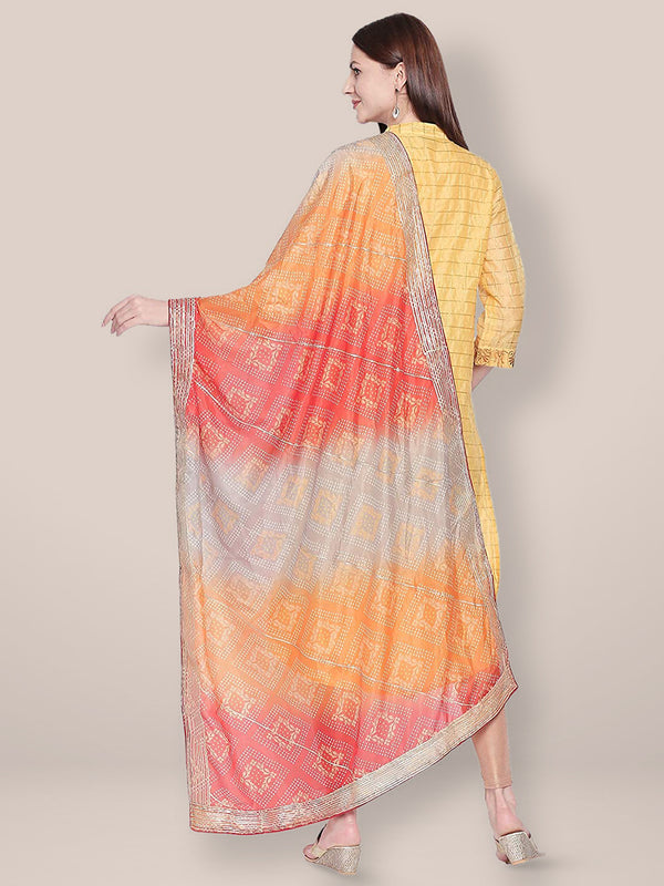 Multicoloured Digital Printed Silk Gotta Patti Dupatta Dupatta Bazaar