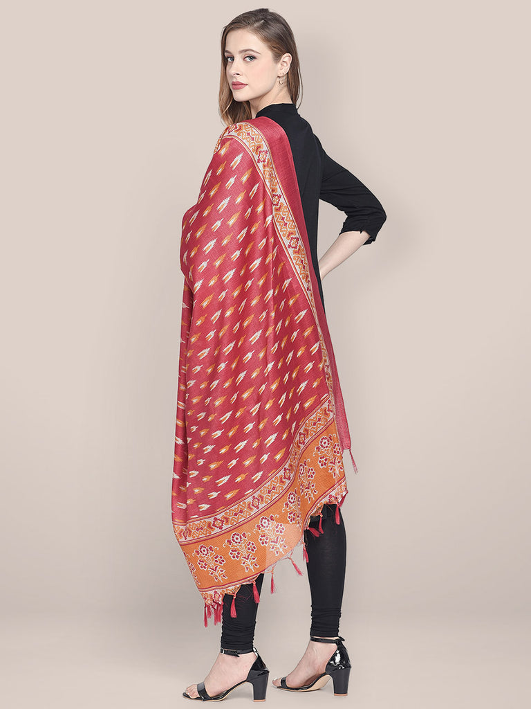 Printed Red Art Silk Dupatta Dupatta Bazaar