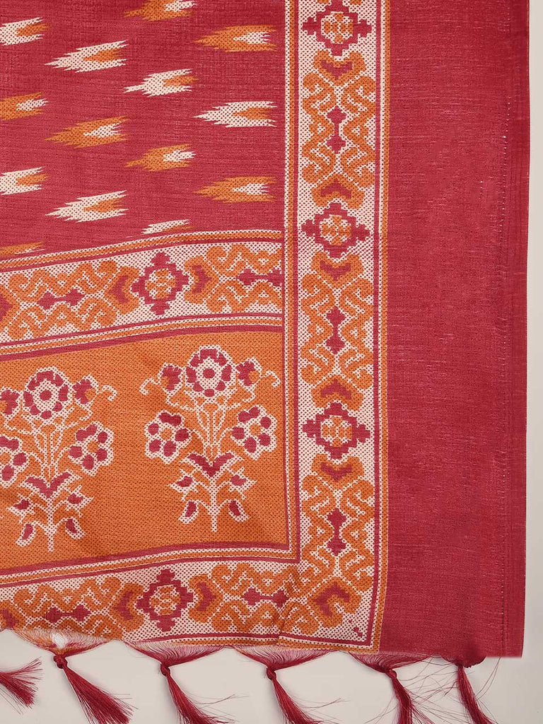 Printed Red Art Silk Dupatta Dupatta Bazaar