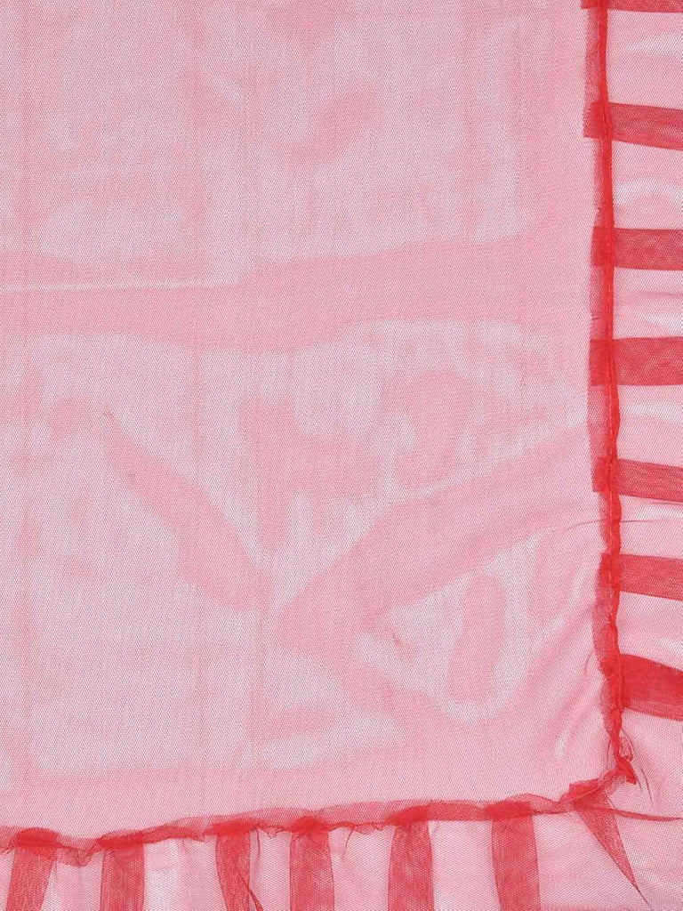 Red Net Dupatta with Ruffles Dupatta Bazaar