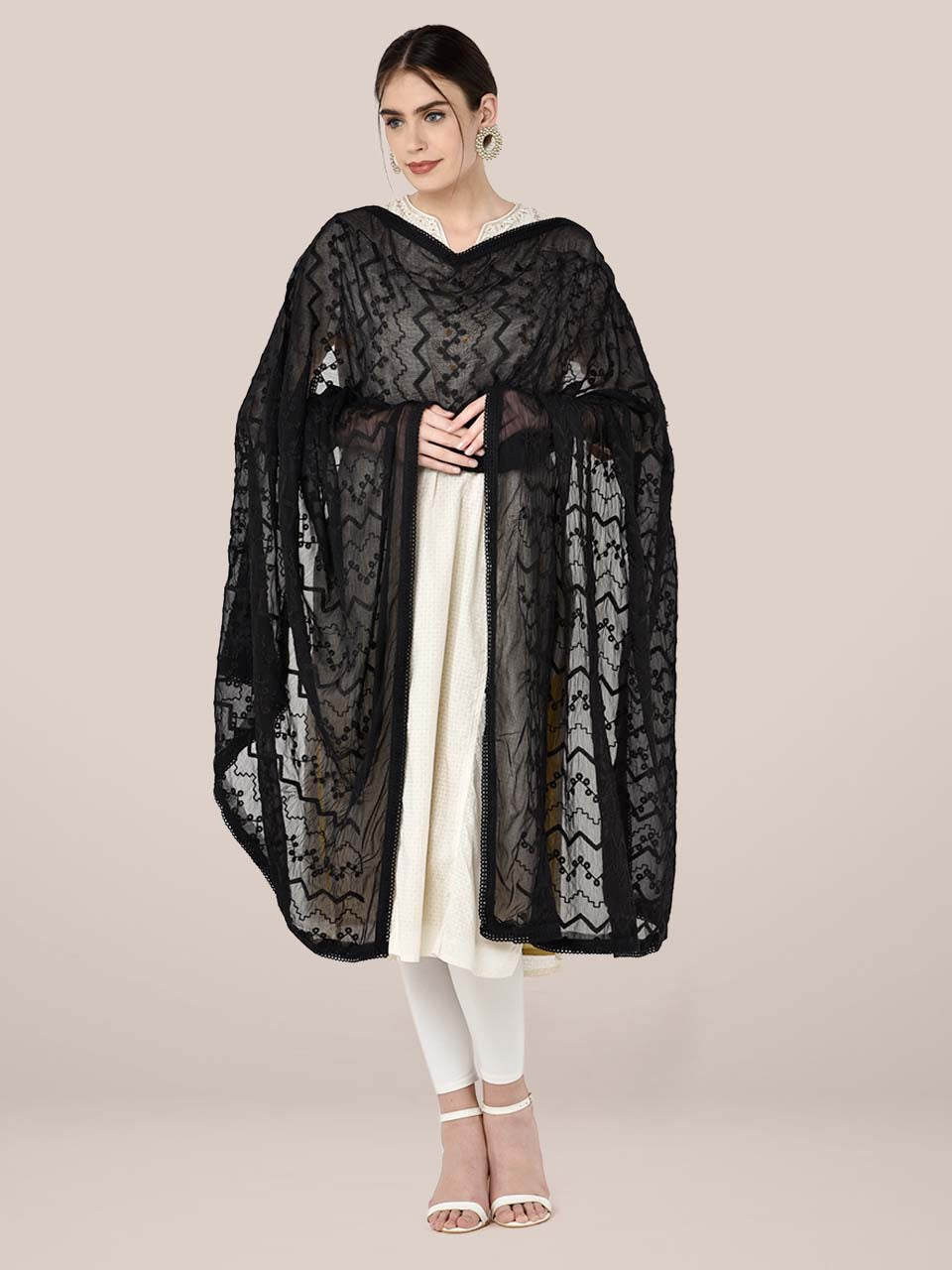 Black & Red Dupatta, Dupatta for women, chunni, chiffon dupatta ...