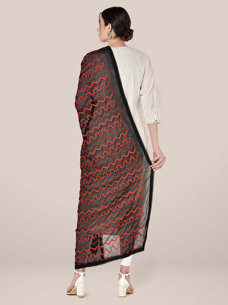 Black & Red Dupatta, Dupatta for women, chunni, chiffon dupatta ...