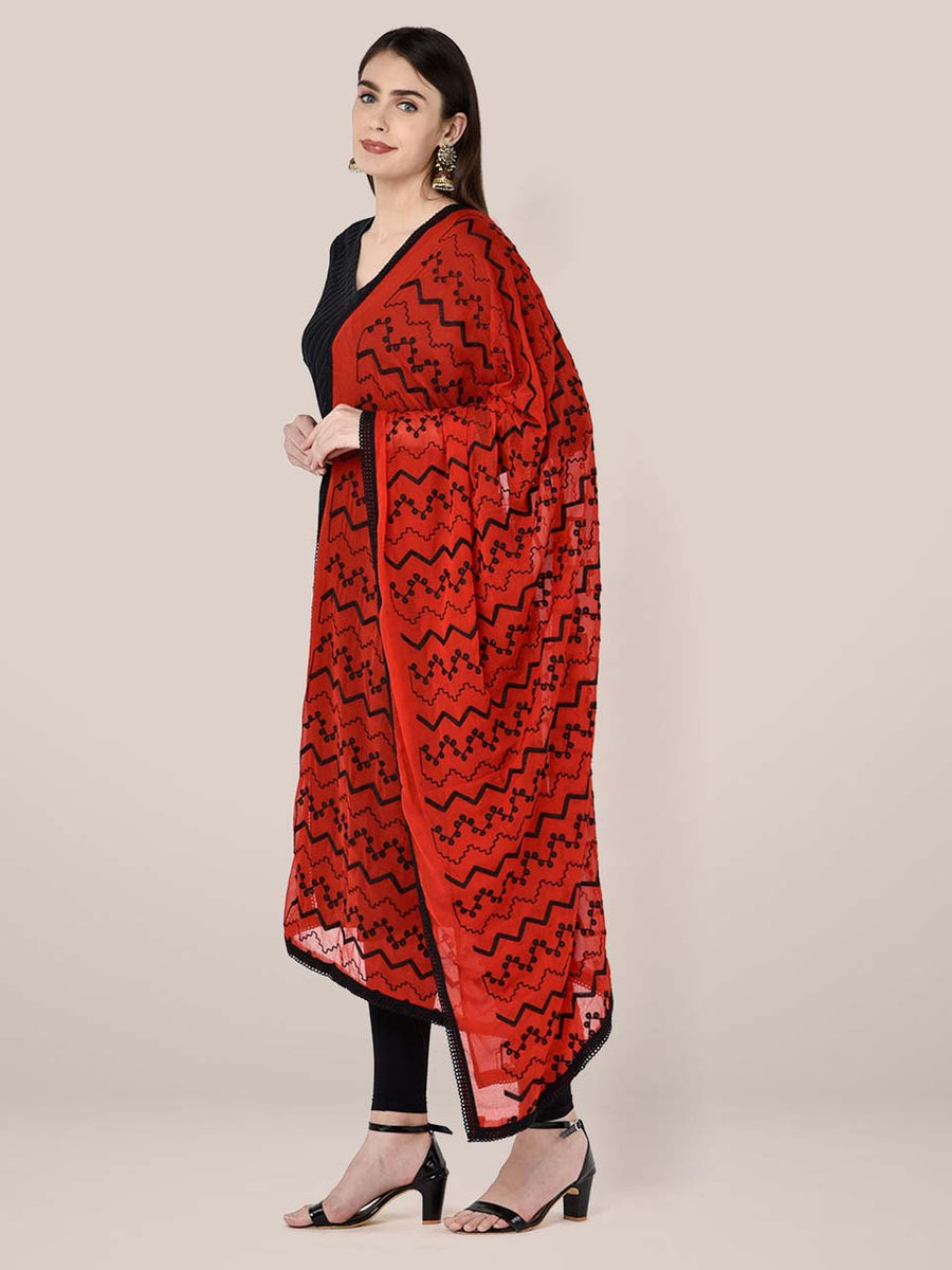 Black & Red Dupatta, Dupatta for women, chunni, chiffon dupatta ...