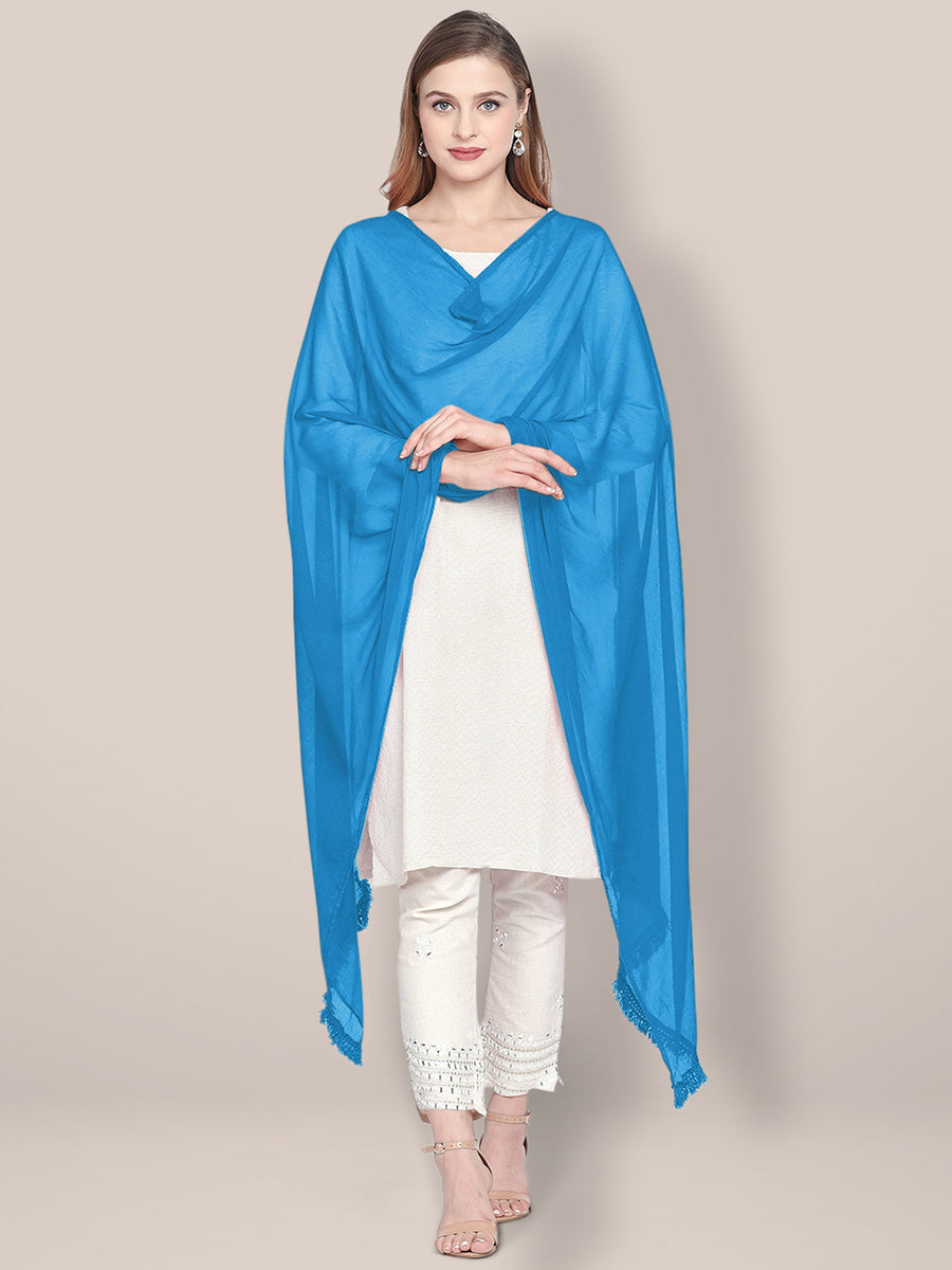 Turquoise Blue Chiffon Dupatta. Dupatta Bazaar