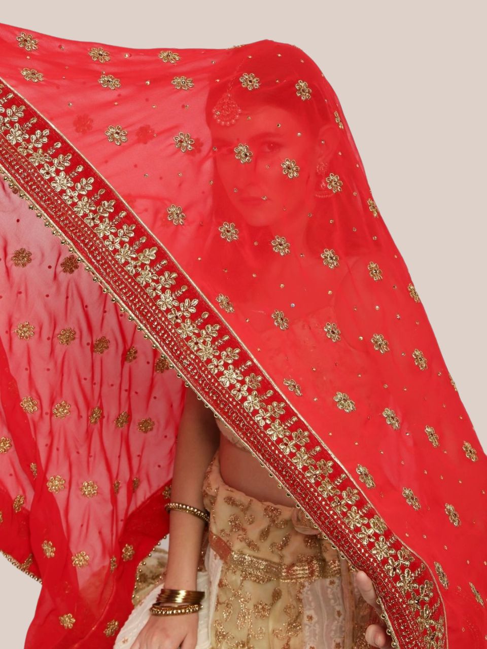 Embroidered Red Bridal & Wedding Wear Georgette Dupatta – Dupatta Bazaar