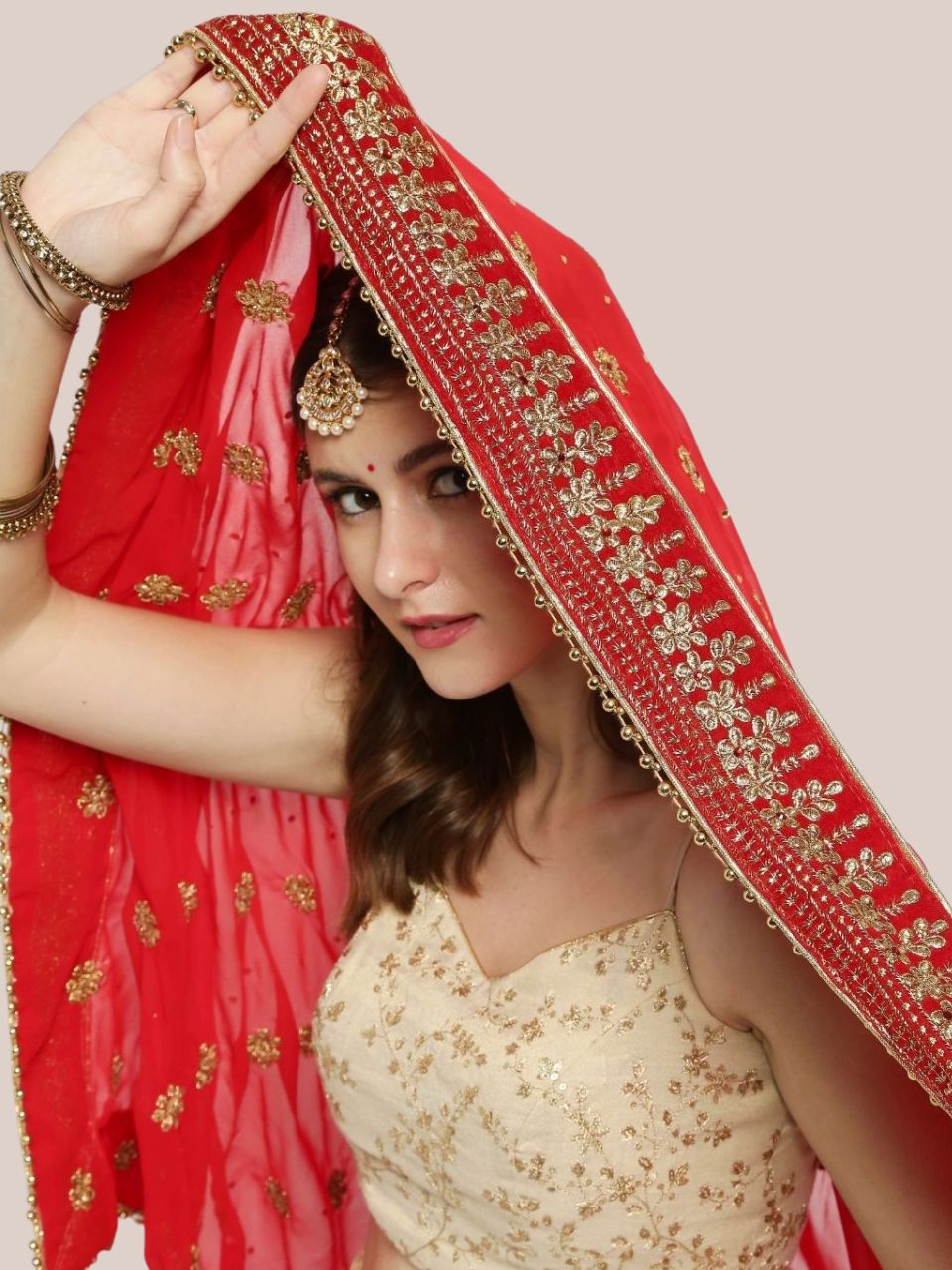 Embroidered Red Bridal & Wedding Wear Georgette Dupatta – Dupatta Bazaar