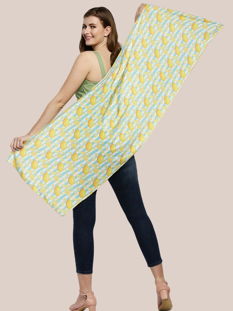 Quirky Lemon Printed French Crepe Scarf/Stole – Dupatta Bazaar