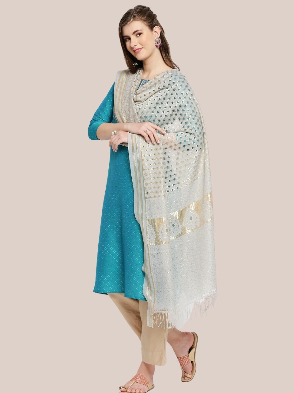 Cream Knitted Lace Net Dupatta – Dupatta Bazaar