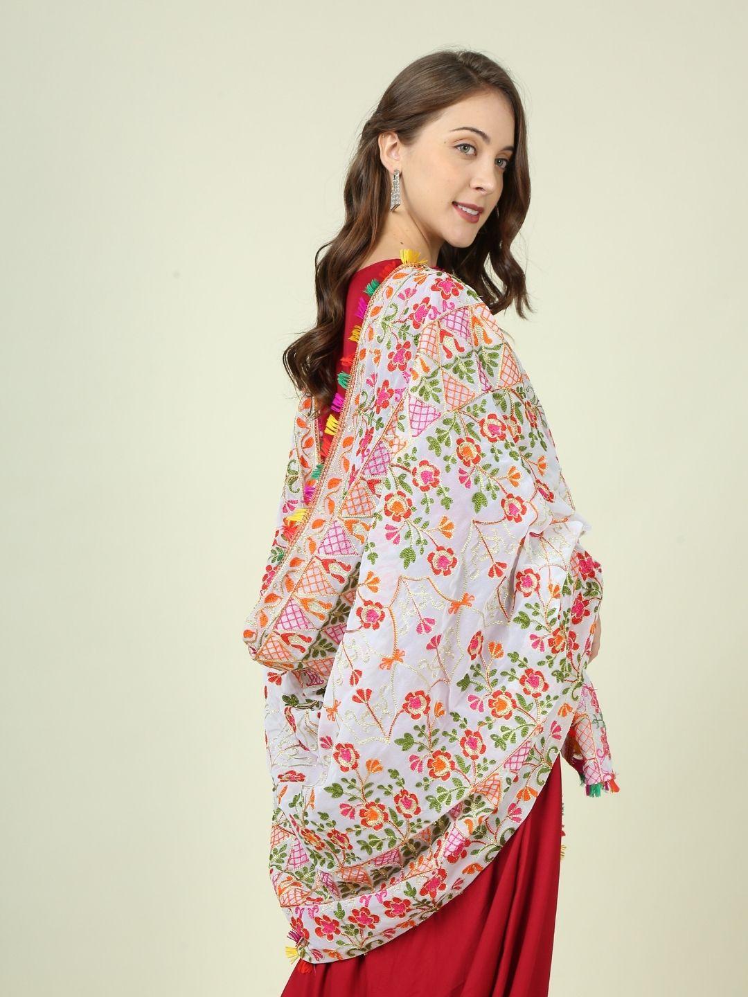 Georgette Dupatta with Multicolour Embroidery all over – Dupatta Bazaar