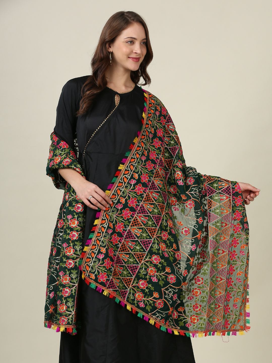 Georgette Dupatta with Multicolour Embroidery all over – Dupatta Bazaar