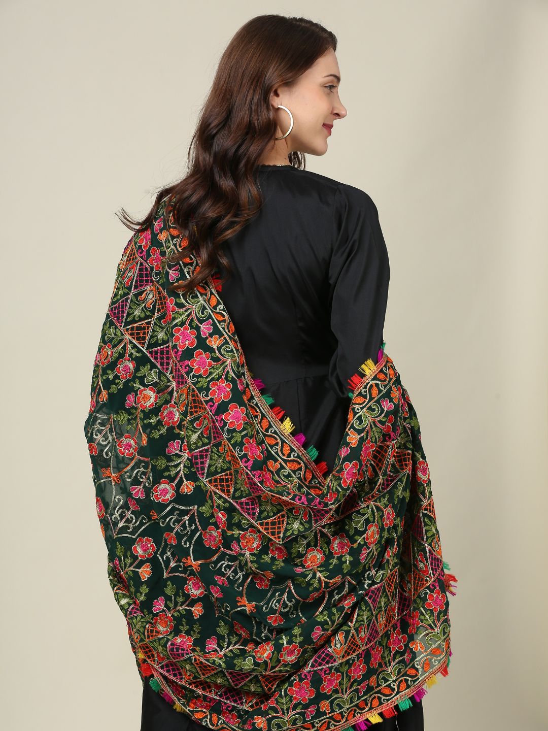 Georgette Dupatta with Multicolour Embroidery all over – Dupatta Bazaar
